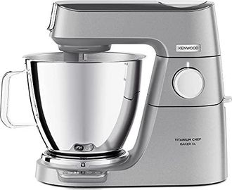 Kenwood Titanium Chef Baker XL, Robot Pâtissier avec Batteur K, Crochet Pétrisseur, Fouet et Bol de 7 Litres, KVL85.424SI, 1200W, Argent