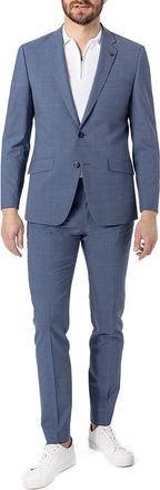 Roy Robson Herren Anzug blau meliert Slim Fit