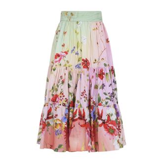 Roberto Cavalli Femme, Jupes, Multicolore, Taille: 36 FR Miami Flowers Midi Skirt