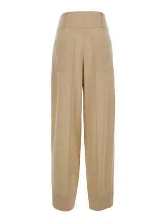 Toteme Womens Trousers Draped Balloon Beige Viscose