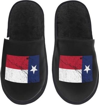 Generic Pantoufles Moelleuses Effet De Texture Du Drapeau Du Texas Chaussons Maison Chauds Chaussures Pour Unisex Femme Chambre M