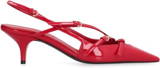Miu Miu Womens Patent Leather Slingback Pumps Red Calf