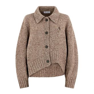 The Attico Cardigan mit asymmetrischem M&eacute;lange-Strick - - Knitwear - Damen - Braun - M