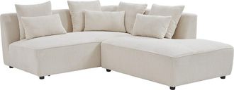 Vente-Unique Ecksofa mit Ottomane rechts aus beigem Cord MECODI