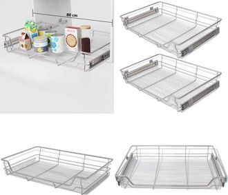 vidaXL Einbauschublade Korbauszug 2 Stk. Silbern 800 mm - Drahtkorb - Drahtk&ouml;rbe - Home & Living - Silber