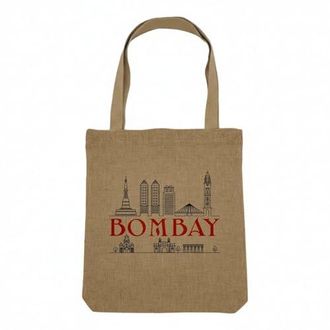 Fabulous Sac Shopping Tote Bag Aspect Lin - Bombay Minimalist Mumbai Voyage Inde Gandhi - Sac de Courses Toile Epaisse 360g Beige Naturel Cabas Port&eacute; Epaule So