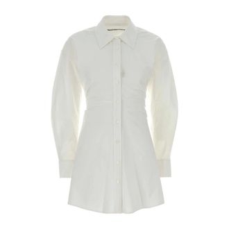 Alexander Wang Femme, Robes, Blanc, Taille: 36 FR Stretch Cotton Zip Shirt Dress