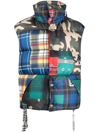 Khrisjoy Gef&uuml;tterte Weste mit Patchwork-Print - Gr&uuml;n