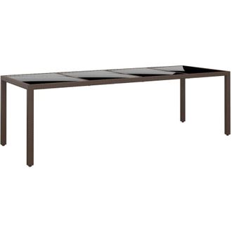 vidaXL Vidaxl - Table de jardin avec dessus en verre marron r&eacute;sine tress&eacute;e