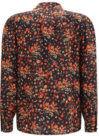 Gucci Silk Flora Print with Tie-Neck Bow Blouse - Black
