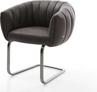 DELIFE Freischwinger Jada-Flex Mikrofaser Anthrazit Vintage Freischwinger flach Graphit Taschenfederkern, Esszimmerst&uuml;hle