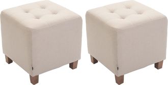 Clp 2er Set Sitzhocker Pharao mit Stoffbezug I Sitzwürfel mit hochwertiger Polsterung und Bodenschonern, Farbe:Creme