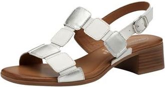 Tamaris Comfort sandales femme &agrave; talon cuir avec bride r&eacute;glable, White/Silver, 39 EU