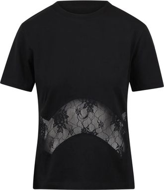 Nina Ricci Femme, Tops, Noir, Taille: 42 FR T-shirt avec empi&egrave;cements en dentelle
