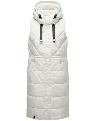 Marikoo Damen &auml;rmellose lange Outdoorweste warme gesteppte Weste mit Kapuze Narikaa 16 Off White Gr. 3XL