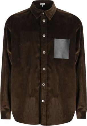 Loewe Corduroy-Hemd mit Leder-Tasche - - Shirts - Herren - Braun - 3XS