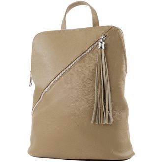 modamoda.de T161 Damen Leder Rucksack Handtasche handmade in Italy, Farbe:Dunkeltaupe