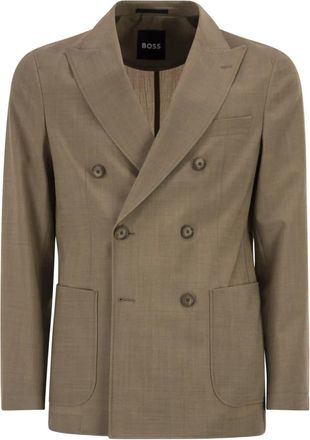 BOSS blazer &agrave; boutonni&egrave;re crois&eacute;e - Tons neutres