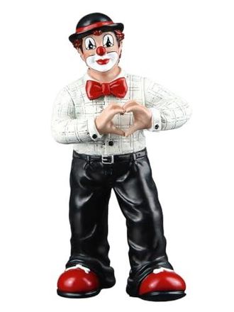 Gilde Gildeclown Figurine d&eacute;corative Clown de coeurs - R&eacute;sine synth&eacute;tique Multicolore - Cadeau D&eacute;coration Figurine de Collection Hauteur 14 cm
