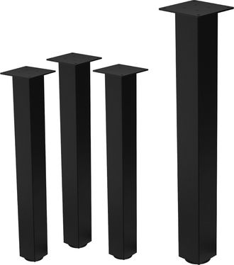 ML Design ML-Design 4er Set Tischbeine I-Design 72 cm, Schwarz gl&auml;nzend, aus pulverbeschichtetem Stahl, eckig, Profil 8x8 cm, H&ouml;henverstellbare M&ouml;belf&uuml;&szlig;e 1-4cm,