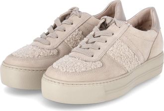 Paul Green 5487-01 Schn&uuml;rhalbschuh Leder & Textil Damen in beige - Gr. 41