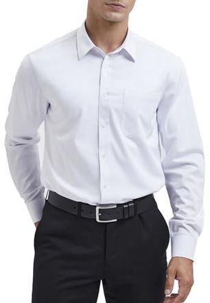 Hisdern Chemise Blanche &agrave; Manches Longues pour Hommes Chemise Habill&eacute;e en Fibre de Bambou Coupe R&eacute;guli&egrave;re Chemise sans Repassage avec Poche,4XL
