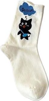 Generic Chaussettes de printemps mignonnes &agrave; pois noirs pour femme, Couleur a, 4 pairs