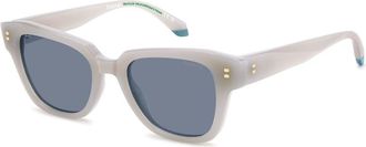 Polaroid Sunglasses Lunettes de soleil rectangulaires &agrave; verres polaris&eacute;s bleus - Blanc