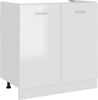 vidaXL Armoire de plancher évier Blanc brillant 80x46x81,5cm Aggloméré
