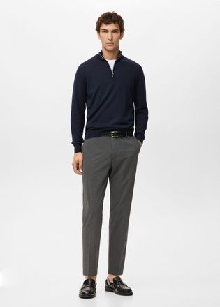 Mango Pullover mit Rei&szlig;verschlusskragen aus 100 % Merinowolle marineblau - Herren - XXL - MANGO MAN