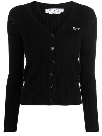 Off-white cardigan en maille &agrave; logo imprim&eacute; - Noir