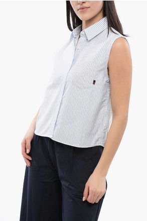 Woolrich Awning Striped Sleeveless Shirt with Breast-pocket size M