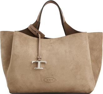 Tod's Femme, Sacs, Beige, Taille: ONE Size T Timeless Mini Sac cabas en cuir