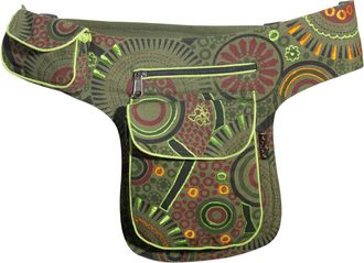 Kunst und Magie Goa Schulter/Bauchtasche G&uuml;rteltasche Bauchgurt Hippie PSY, Farbe:Army Green