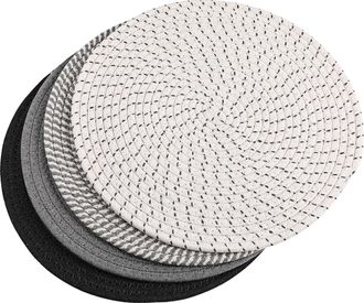 BESPORTBLE 4 St&uuml;ck Runde Platzsets aus Gewebtem Baumwollseil 33cm Grau Tischuntersetzer f&uuml;r Hei&szlig;e T&ouml;pfe Strapazierf&auml;hige Tischsets f&uuml;r K&uuml;che und Esstisch