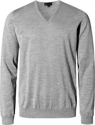 John Smedley Herren Pullover grau Merinowolle unifarben