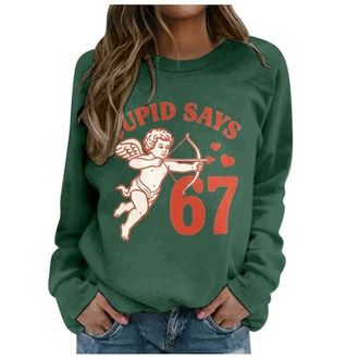 Generic 2026 Sweat-shirt &agrave; imprim&eacute; de lettres pour la Saint-Valentin, coupe ample, col rond, manches longues, confortable, usage quotidien, tissu tricot&eacute; doux