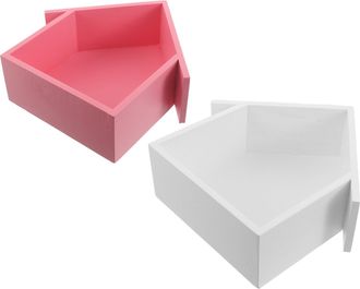 SOLUSTRE 2 St&uuml;ck Schwebende Holzregale Hausf&ouml;rmig aus Massivholz Wei&szlig; Rosa Wandregal f&uuml;r Kinderzimmer Badezimmer Eingangsbereich Wandaufbewahrung mit Glatter O