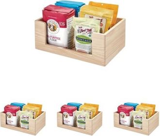InterDesign iDesign The Home Edit by iDesign Open Front Paulownia Holz Mehrzweck-Aufbewahrungsbeh&auml;lter, Natur (Packung mit 4)