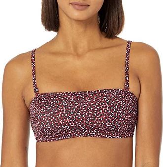 Amazon Essentials Haut de Maillot de Bain Bandeau Femme, Rouge Brique Léopard, 48