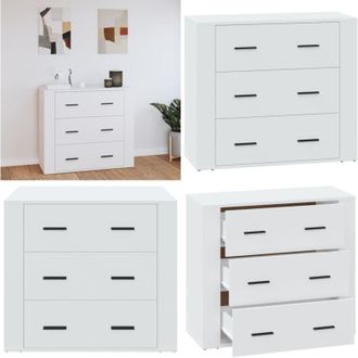 vidaXL Sideboard Wei&szlig; 80x33x70 cm Holzwerkstoff - Sideboard - Wohnzimmerm&ouml;bel - Holzm&ouml;bel - Wei&szlig;er Schrank - Schubladenschrank - Home & Living