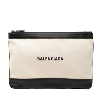 Balenciaga Pre-owned Navy Clip Clutch - - Pre-owned - Damen - Beige - ONE SIZE