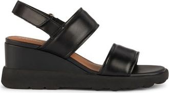 Geox Womens D Spherica Ec6 A Wedge Sandal, navy, 6 UK, Noir, 39 EU