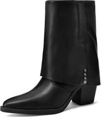 Queen Helena Bottines Camperos Texani à Jambe Large Femme X33-102, Noir en polyuréthane., 41 EU