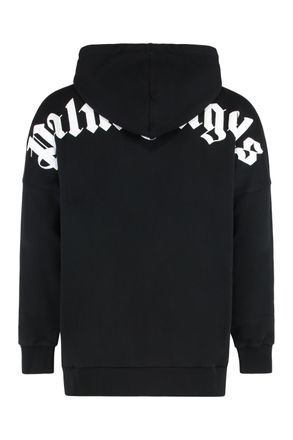 Palm Angels Mens Hooded Sweatshirt With Logo Black Cotton Jumpers Sweater