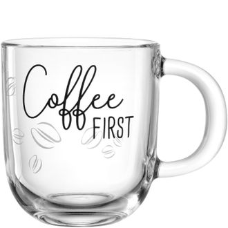 Leonardo Ufficio Tasse COFFEE FIRST, 1 St&uuml;ck, sp&uuml;lmaschinenfeste Kaffeetasse, alltagstaugliche & moderne Teetasse f&uuml;rs B&uuml;ro, hochwertige Tasse aus Glas, 400 ml