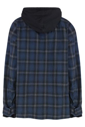 Miharayasuhiro Mens Shirt Check Print Blue Cotton