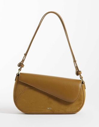 JW PEI Addisyn - Schultertasche aus Wildlederimitat in Olivgr&uuml;n mit Eins&auml;tzen