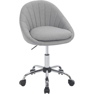 Woltu Woltu - Chaise Bureau en Lin, Chaise Coiffeuse, Chaise Pivotante, Chaise de Bureau Ergonomique, R&eacute;glable en Hauteur, Gris