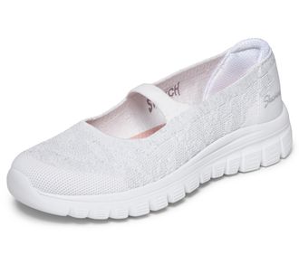 Skechers Ballerina SKECHERS GRACEFUL, Damen, Gr. 40, wei&szlig;, Textil, Glitzer, Schuhe Ballerina, Freizeitschuh, Schlupfschuh, Slipper mit Stretch-Fit, Topseller